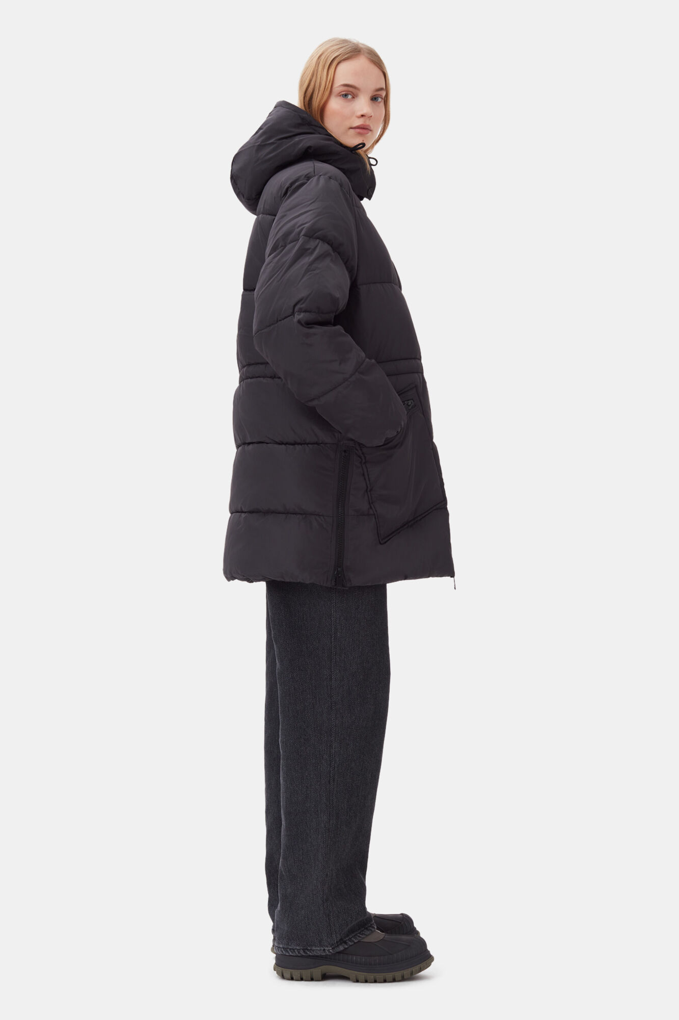Oversized Tech Puffer Midi Jacket | GANNI UK