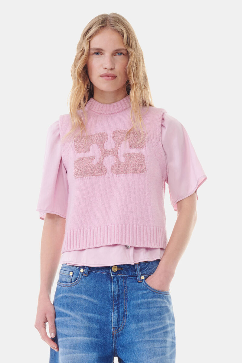 Fragrant Lilac Pink Graphic Vest | GANNI UK