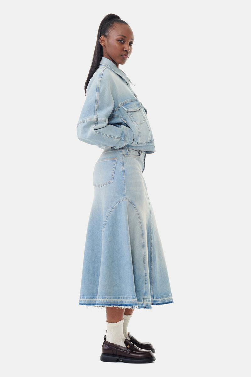 Tint Wash Light Blue Denim Bomber Jacket | GANNI UK