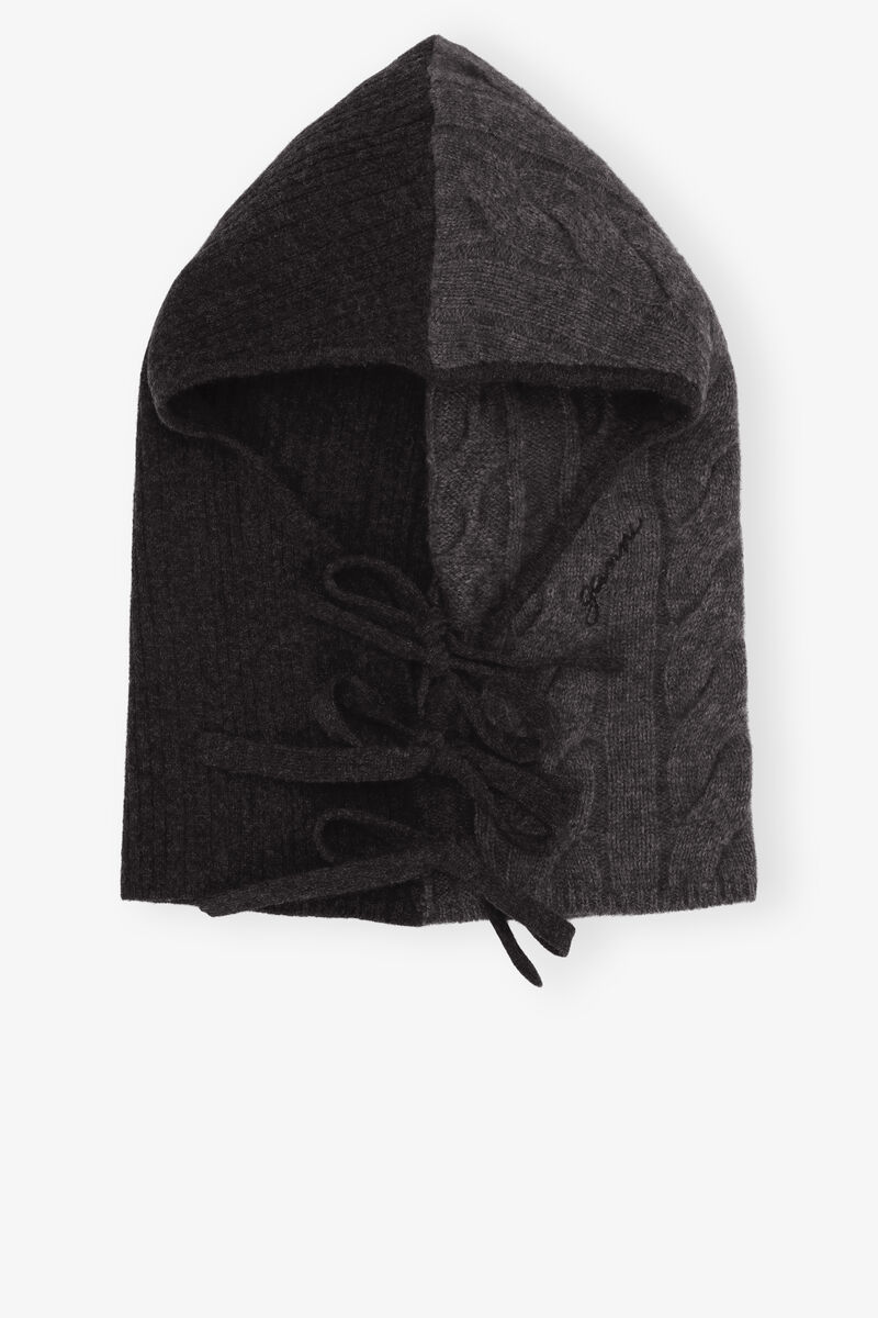 Grey and Black Cashmere Mix Balaclava | GANNI US