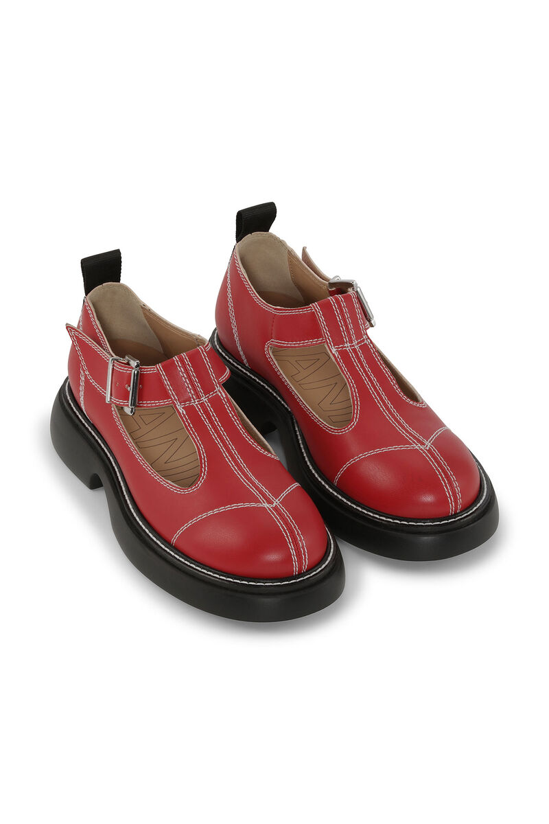 Barbados Cherry Red Buckle Mary Jane Shoes | GANNI