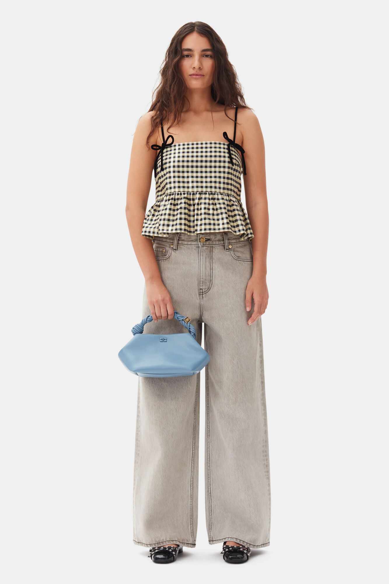 Gray Quill Grey Future Denim Wide Jeans | GANNI US