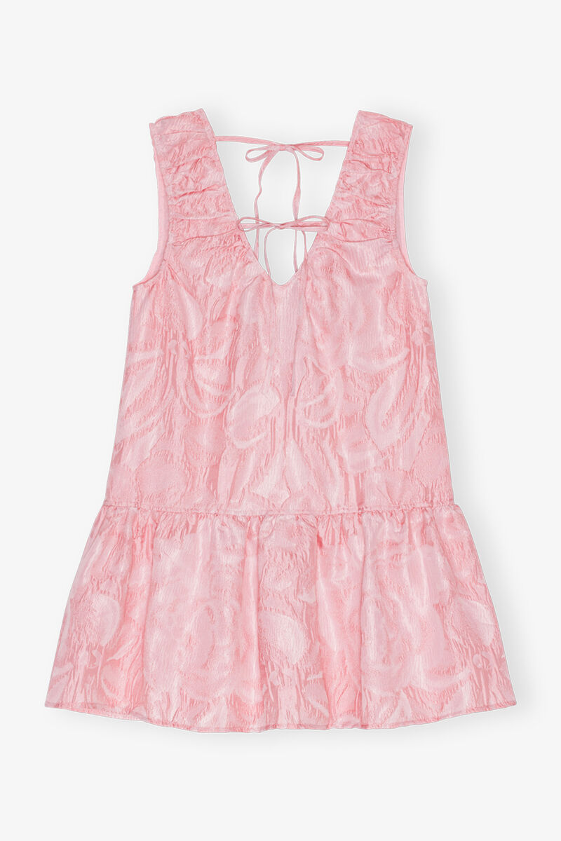 Bleached Mauve Pink Textured Cloqué Mini Dress | GANNI US