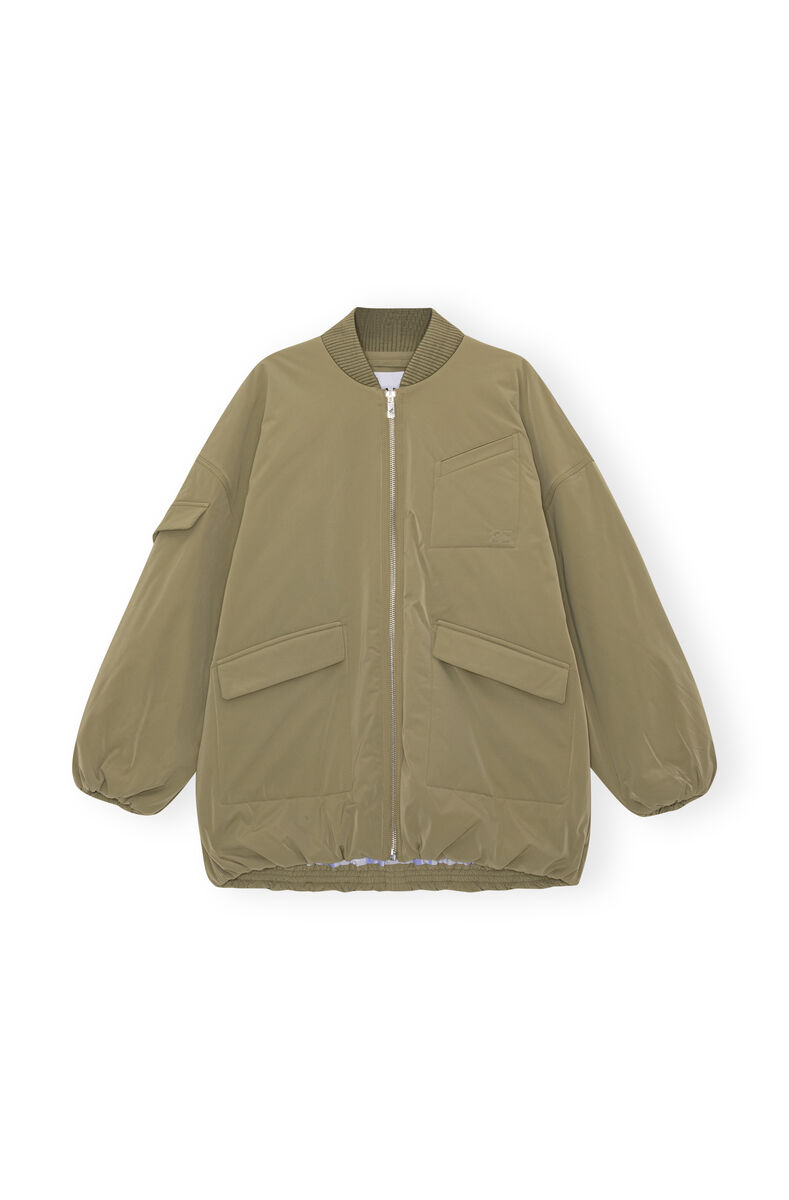 Aloe Green Light Twill Oversized Bomber Jacket | GANNI