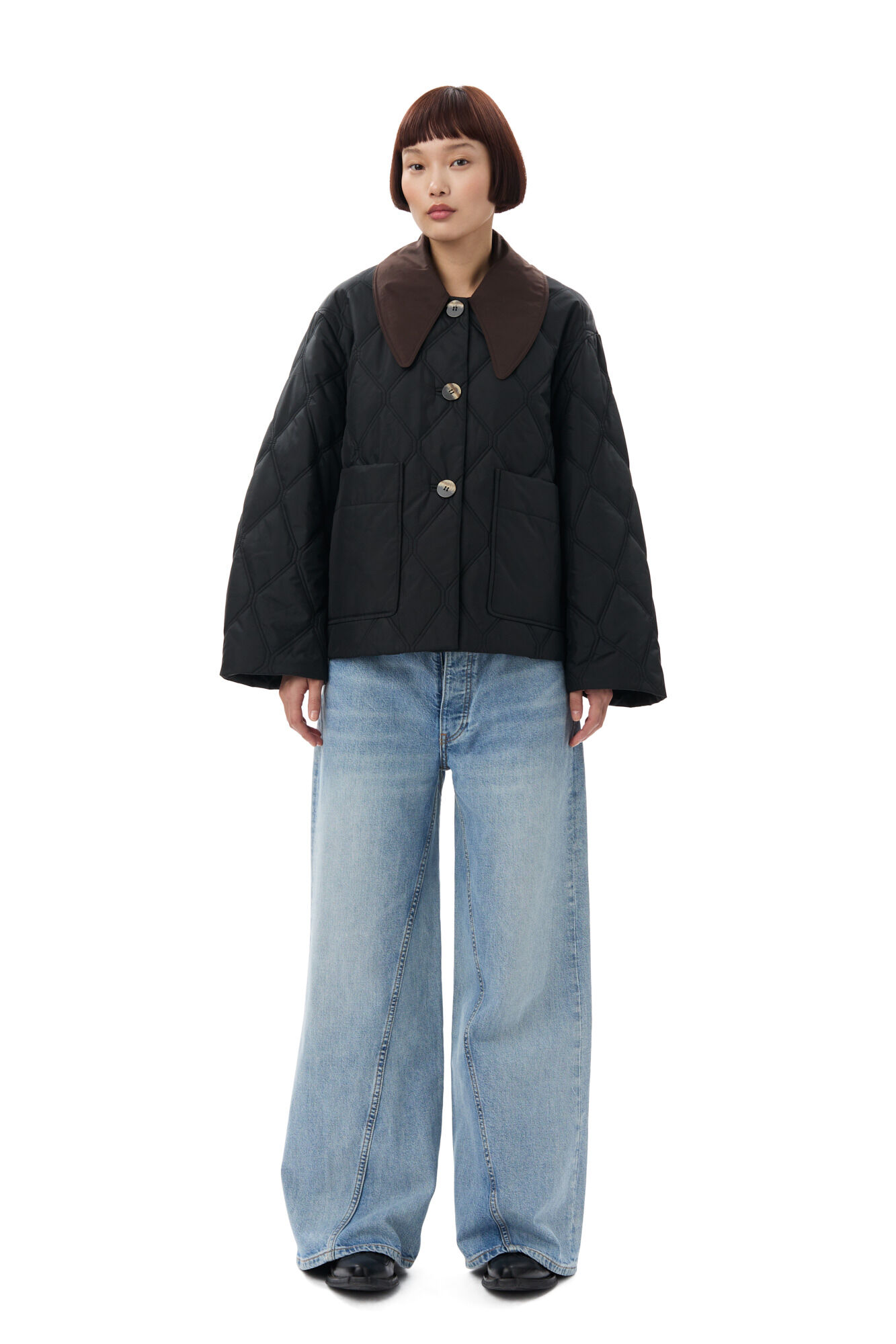 Black Ripstop Quilt Jacket | GANNI KR 가니