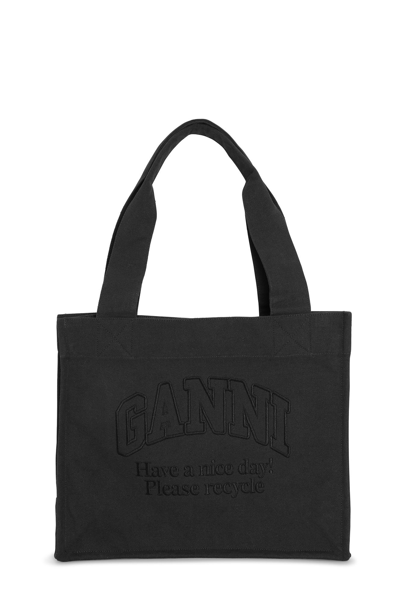 Dark Grey Large Canvas Tote Bag | GANNI UK