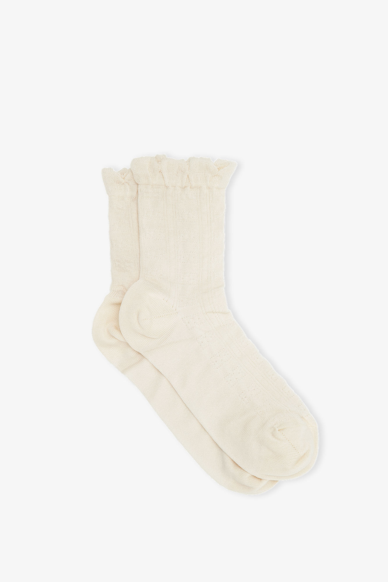 Egret Off-white Short Ruffle Socks | GANNI UK