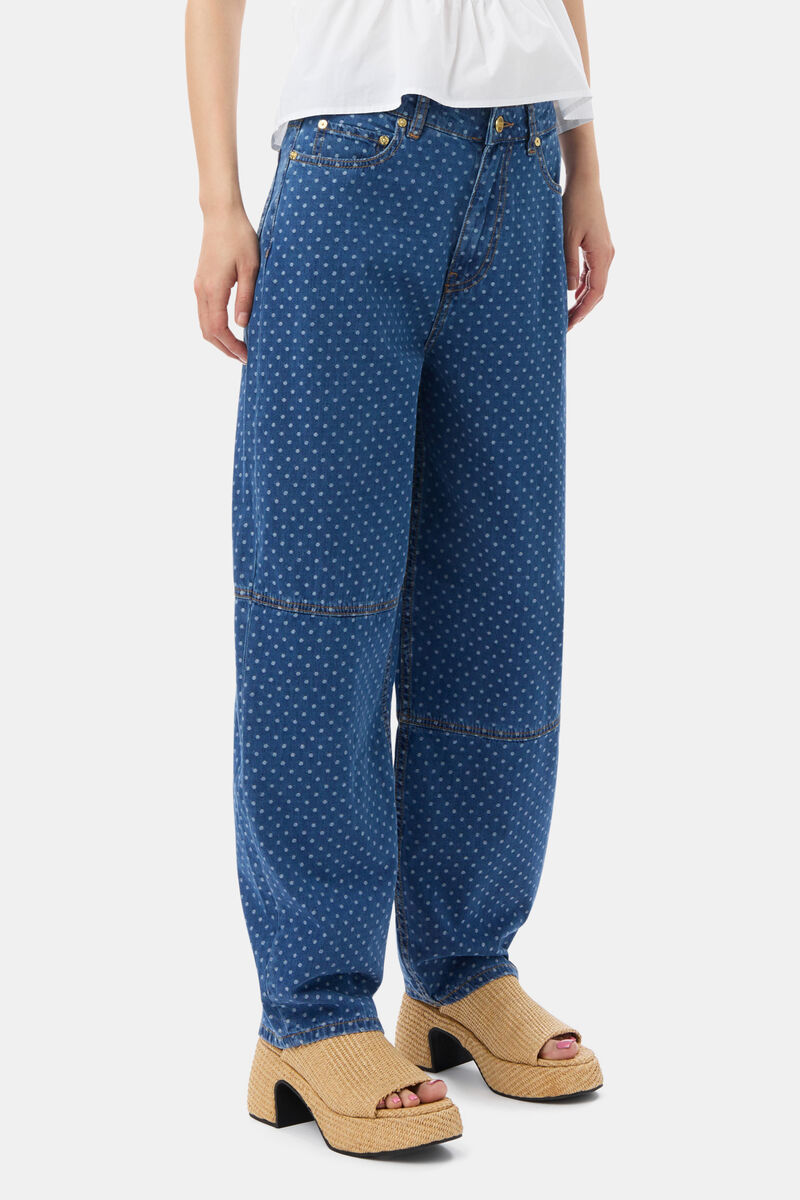 Blue Jacquard Denim Stary Jeans | GANNI AE