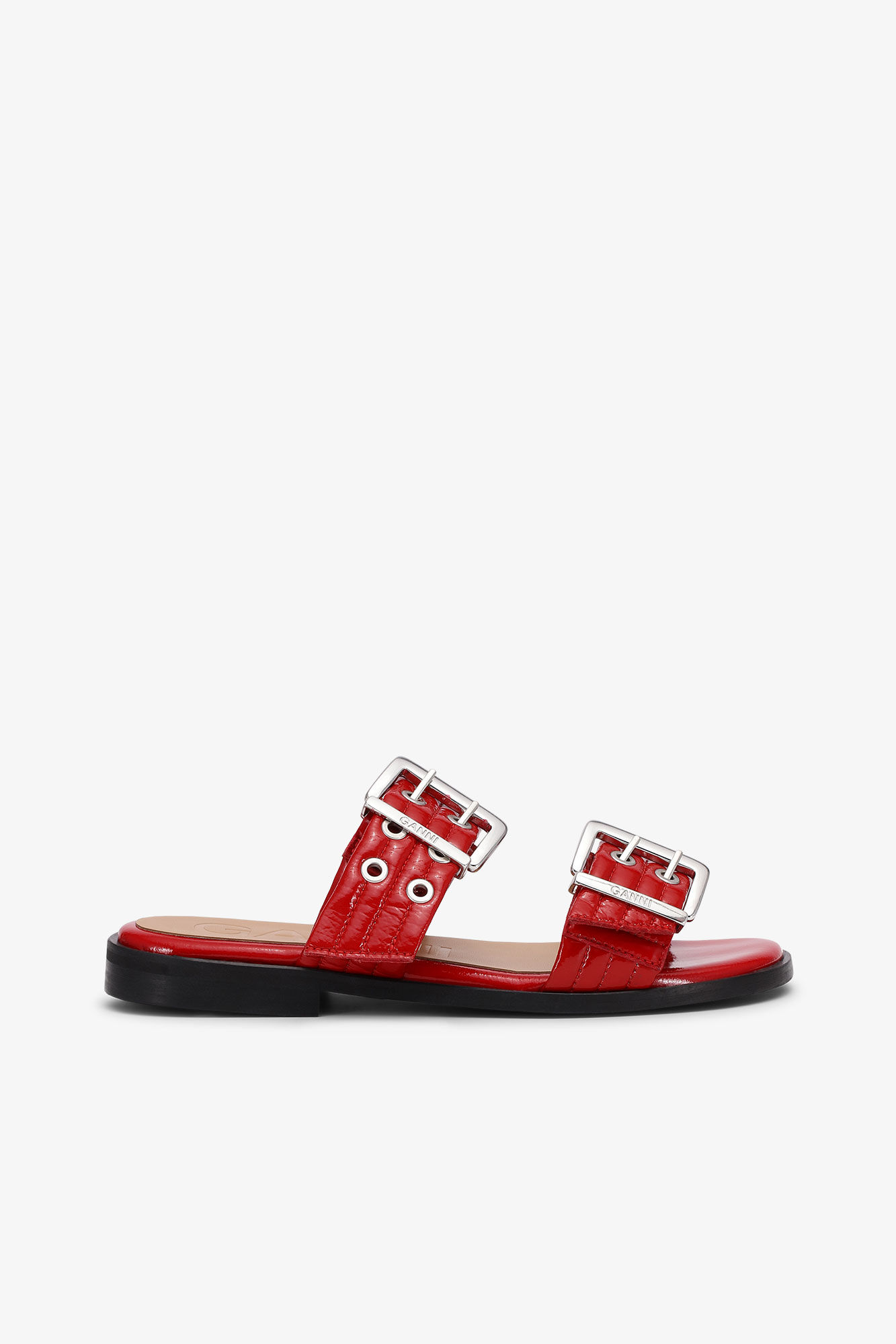 Racing Red Red Feminine Buckle Two-Strap Sandals | GANNI US