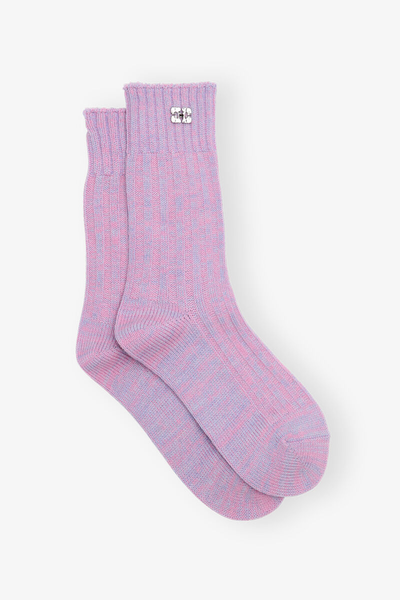 Purple Melange Ribbed Socks | GANNI AU