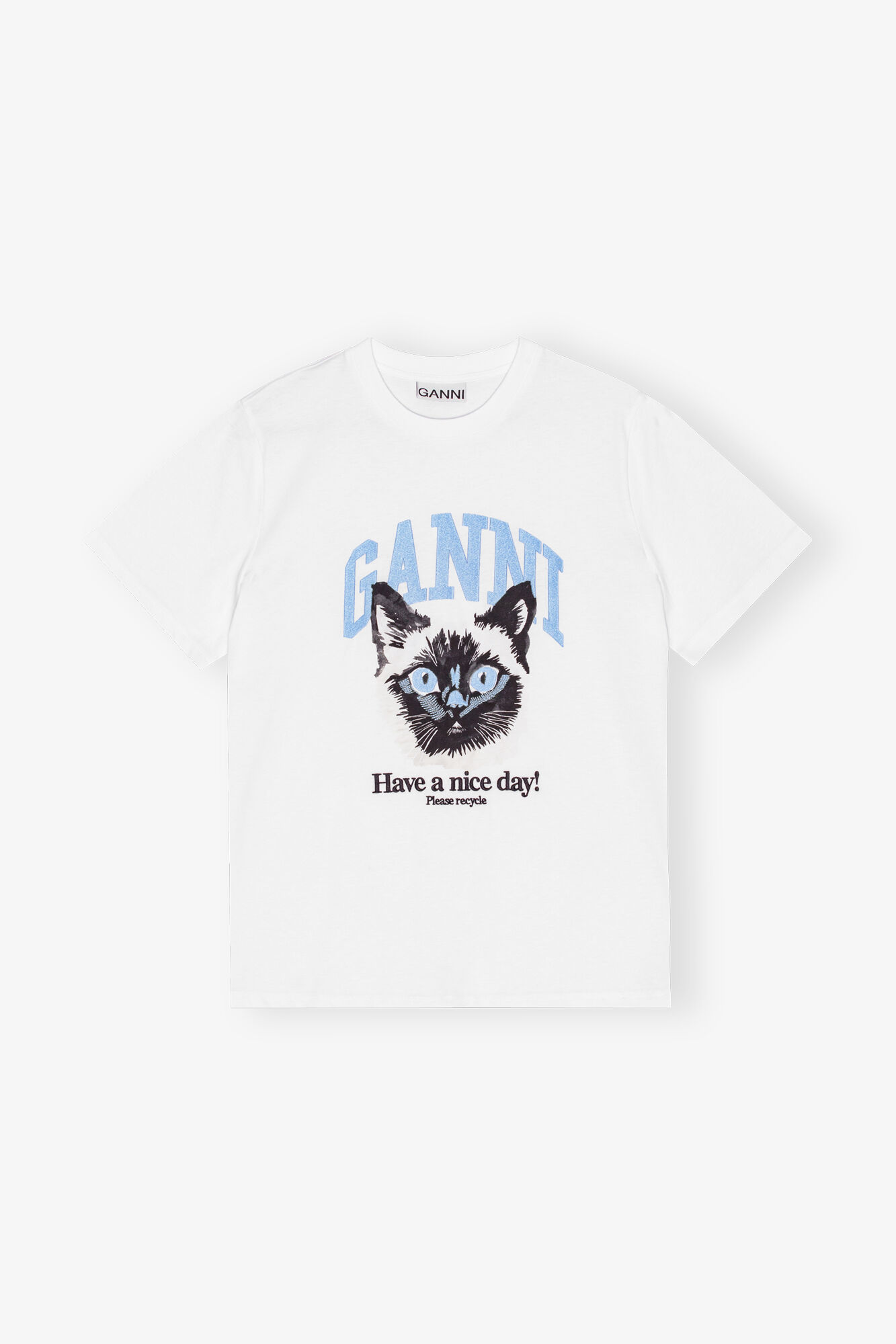 Bright White White Basic Jersey Cat Relaxed T-shirt | GANNI KR 가니